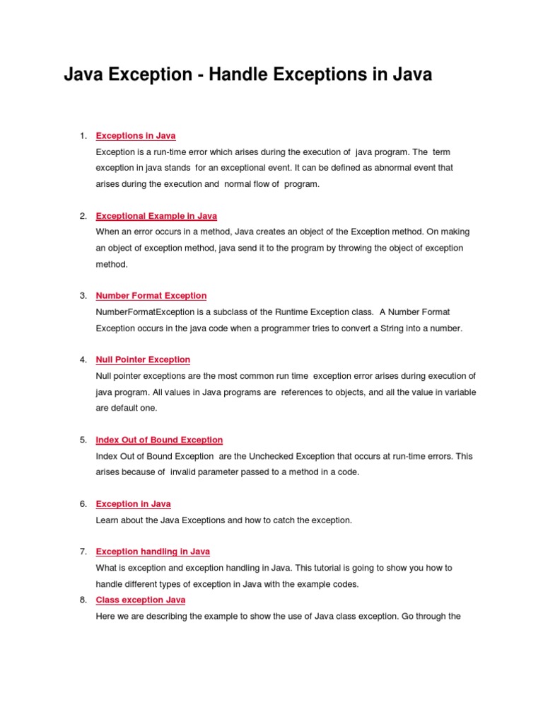 Handle Java Exceptions | PDF | Java (Programming Language) | Method ... Handle Java Exceptions | PDF | Java (Programming Language) | Method ...