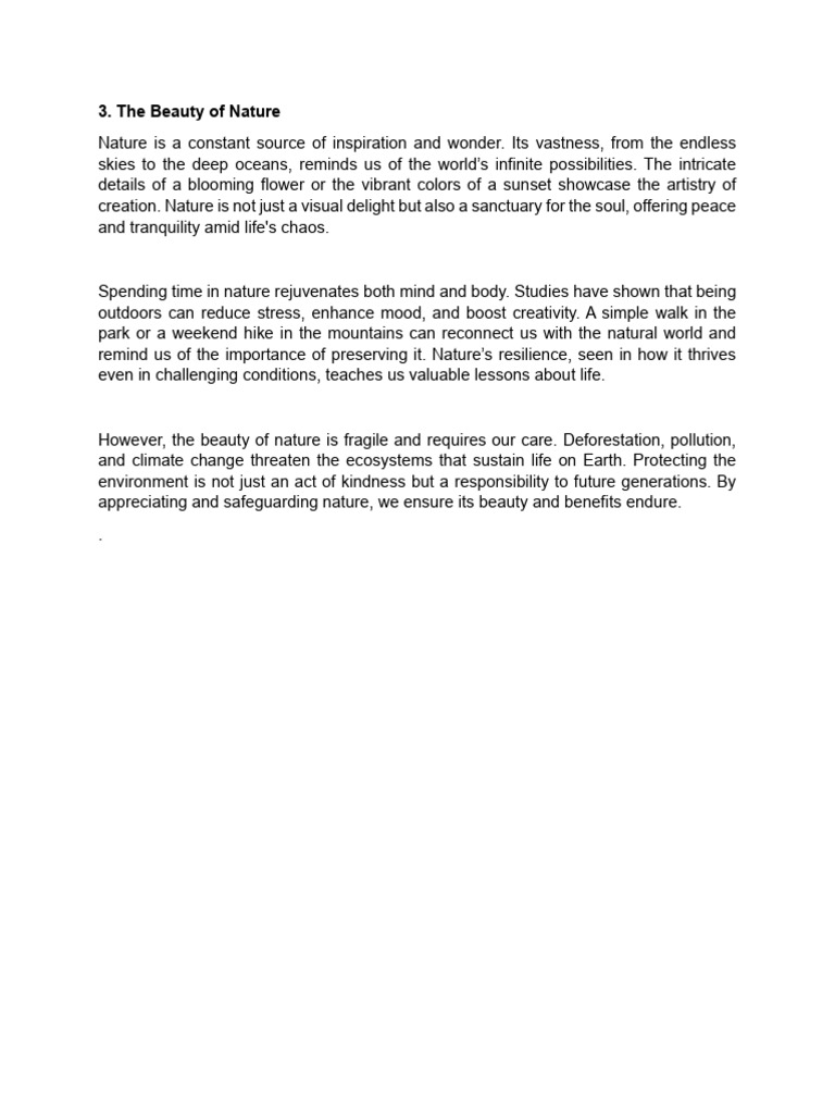 UPLD - CGPT - 010425 - The Beauty of Nature | PDF