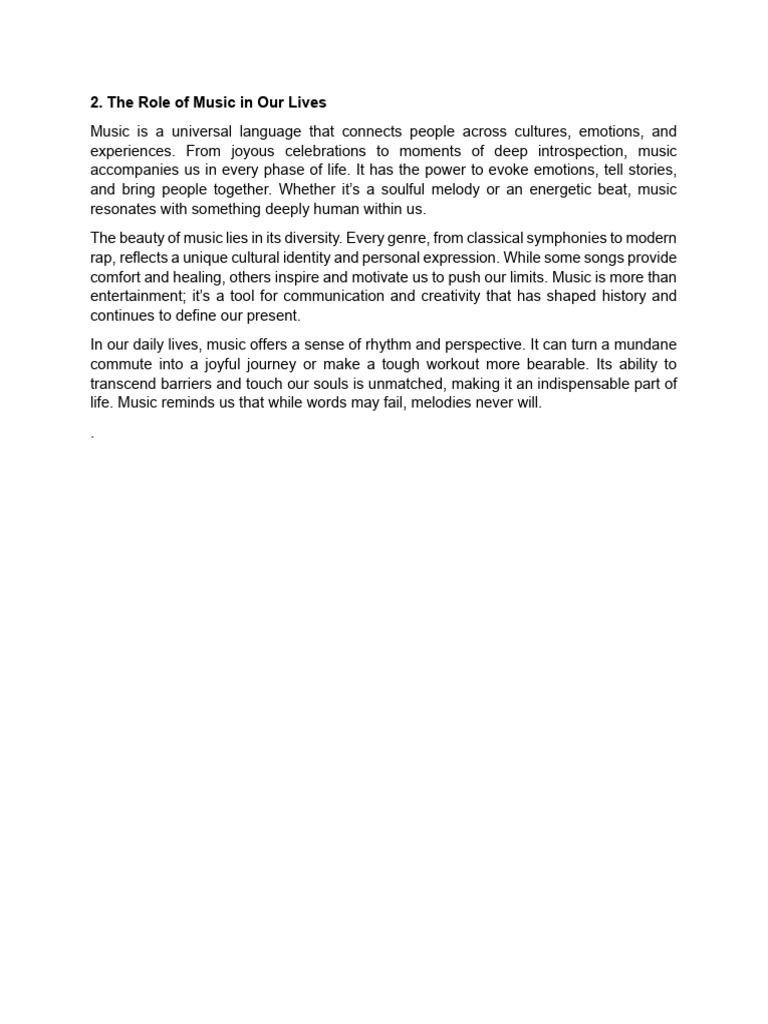 The Impact of Music in Daily Life | PDF