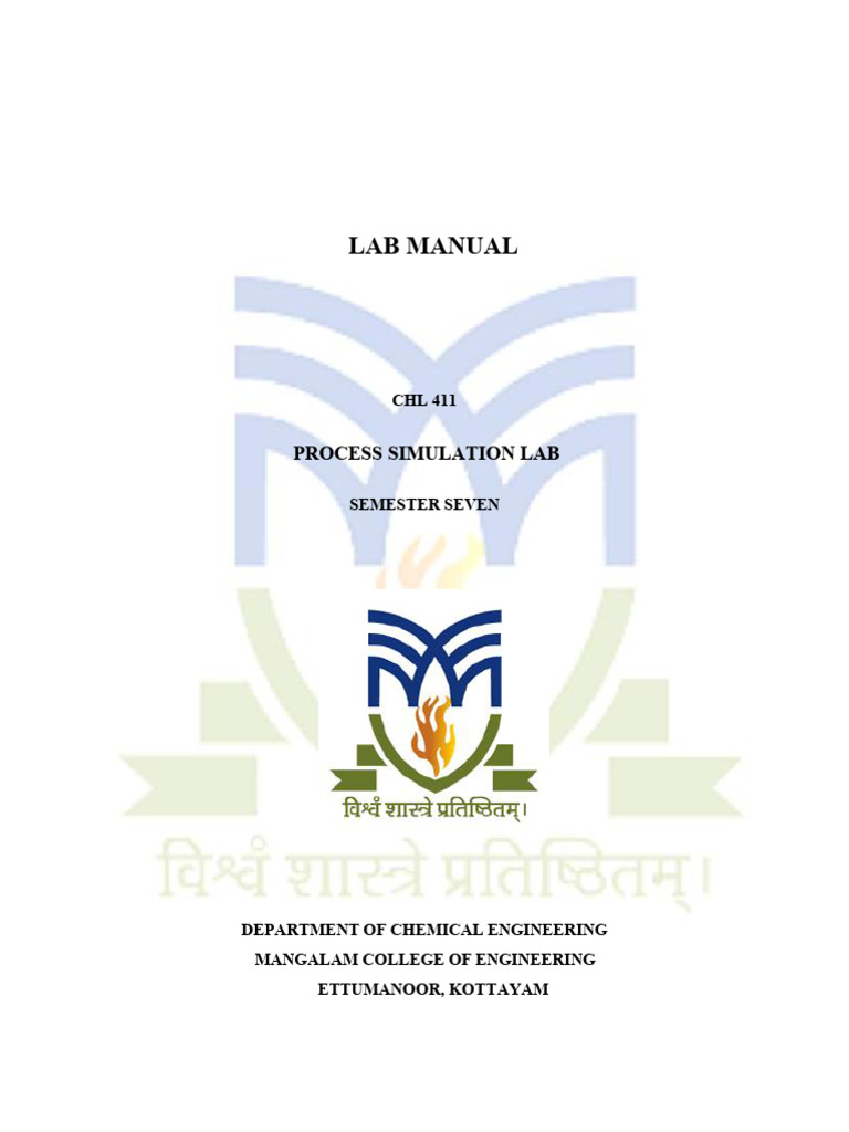 Process Simulation Lab Manual | PDF | Distillation | Heat Exchanger