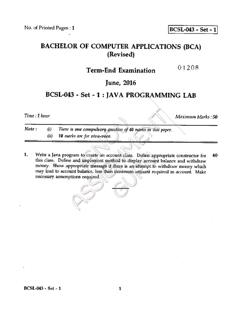 01 - BCSL043 Java Programming | PDF | Java (Programming Language) | Software Engineering