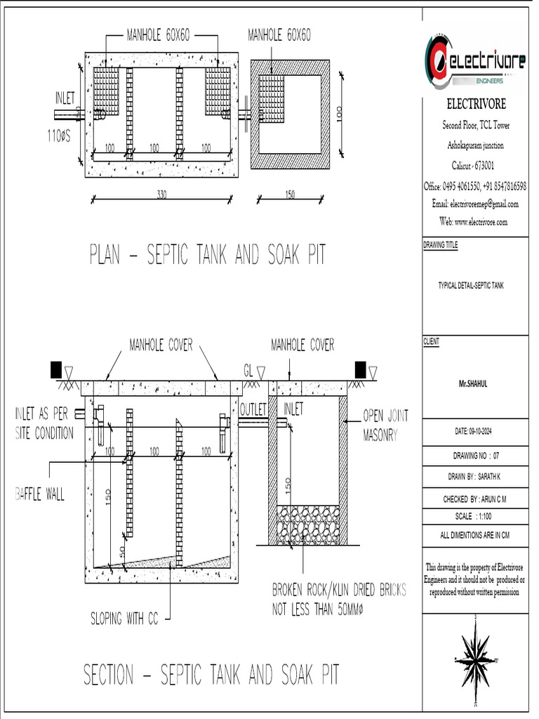Septic Tank Design Blueprint | PDF