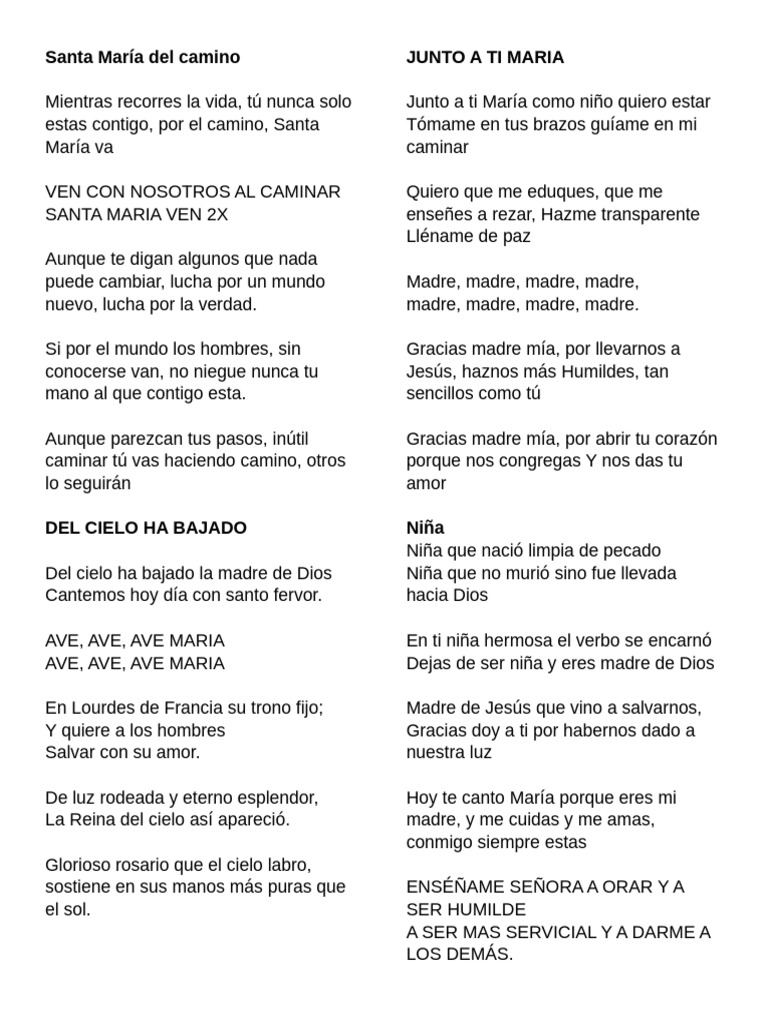 Cantos Marianos 1 | PDF | María, madre de Jesús | Oración