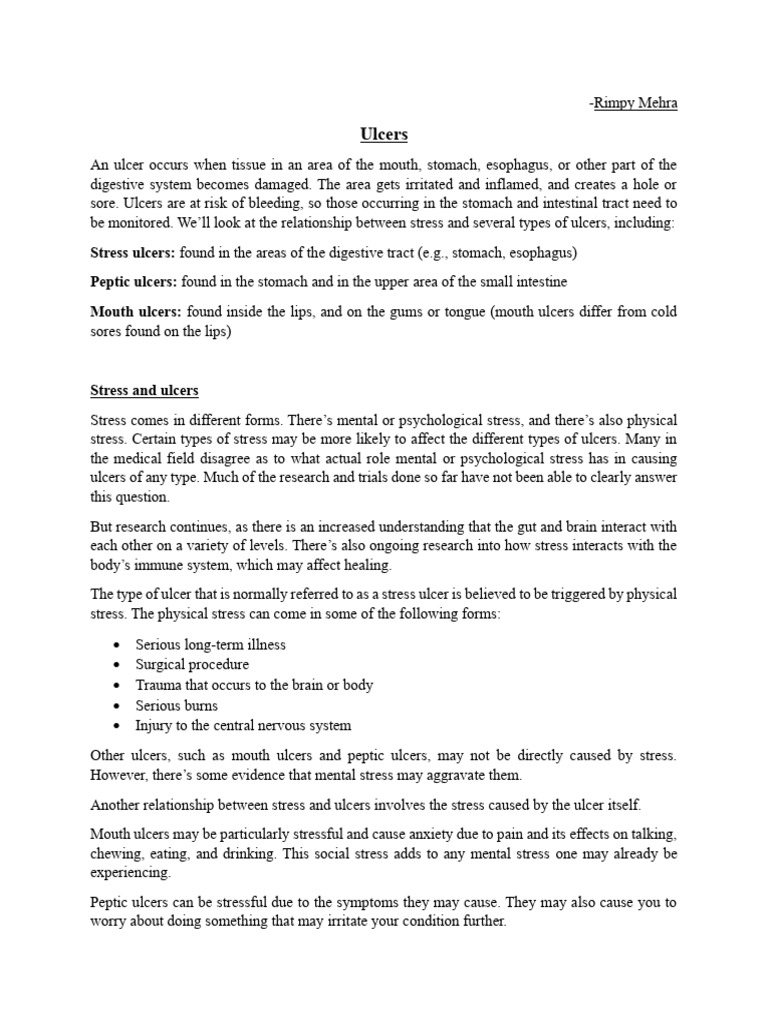 Ulcers | PDF | Stress (Biology) | Clinical Medicine