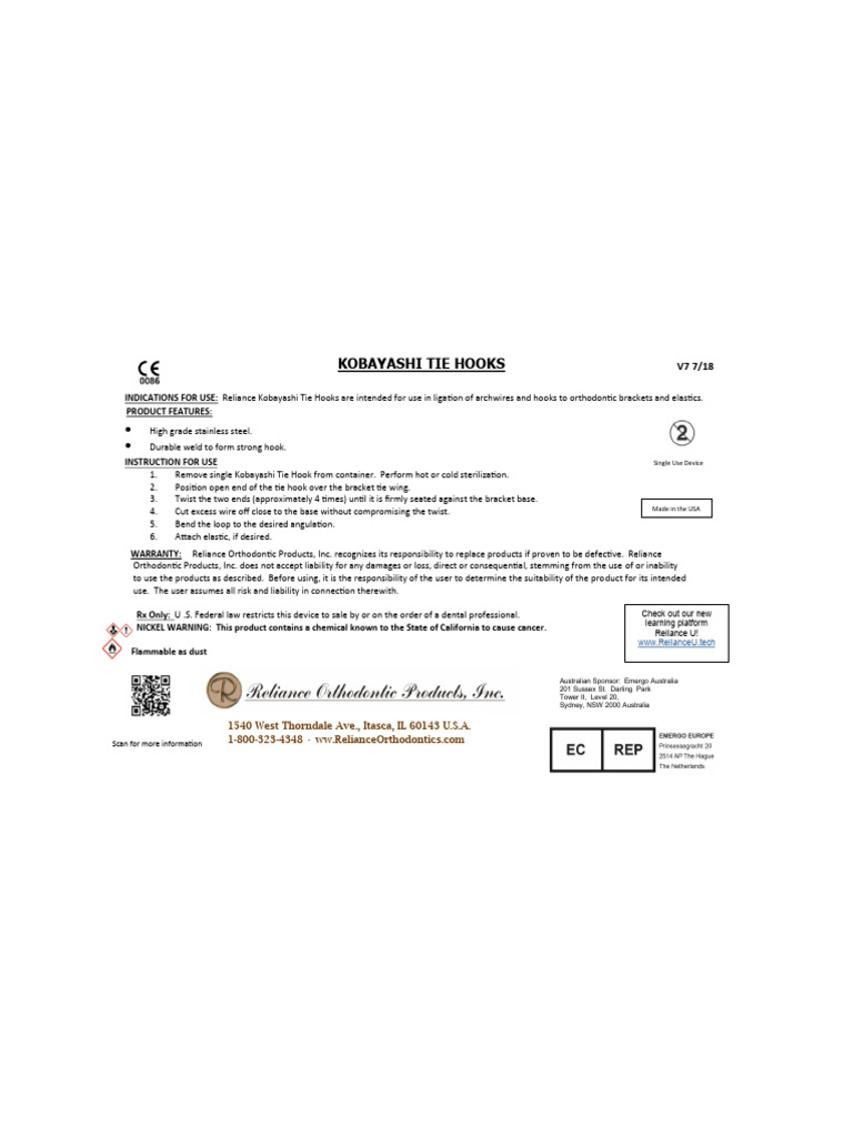 Kobayashi Tie Hooks Instructions 20190305165631 | PDF | Orthodontics