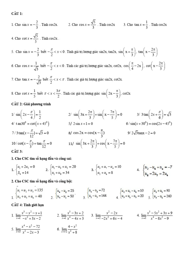 BT Ôn Thi HK 1 | PDF