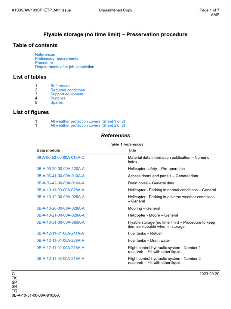 Flyable Storage (No Time Limit) - Preservation Procedure: References ...