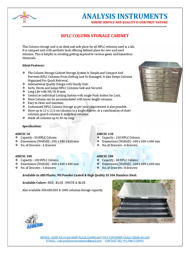 HPLC COLUMN STORAGE CABINET | PDF | High Performance Liquid ...