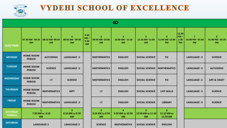 Grade 8D Time Table | PDF
