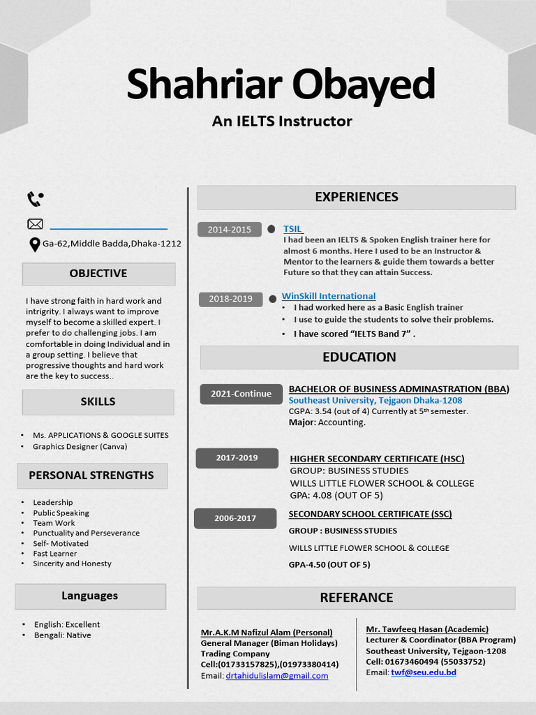 Shahriar Obayed IELTS Instructor & Spoken Trainer. | PDF | Behavior Modification | Cognition