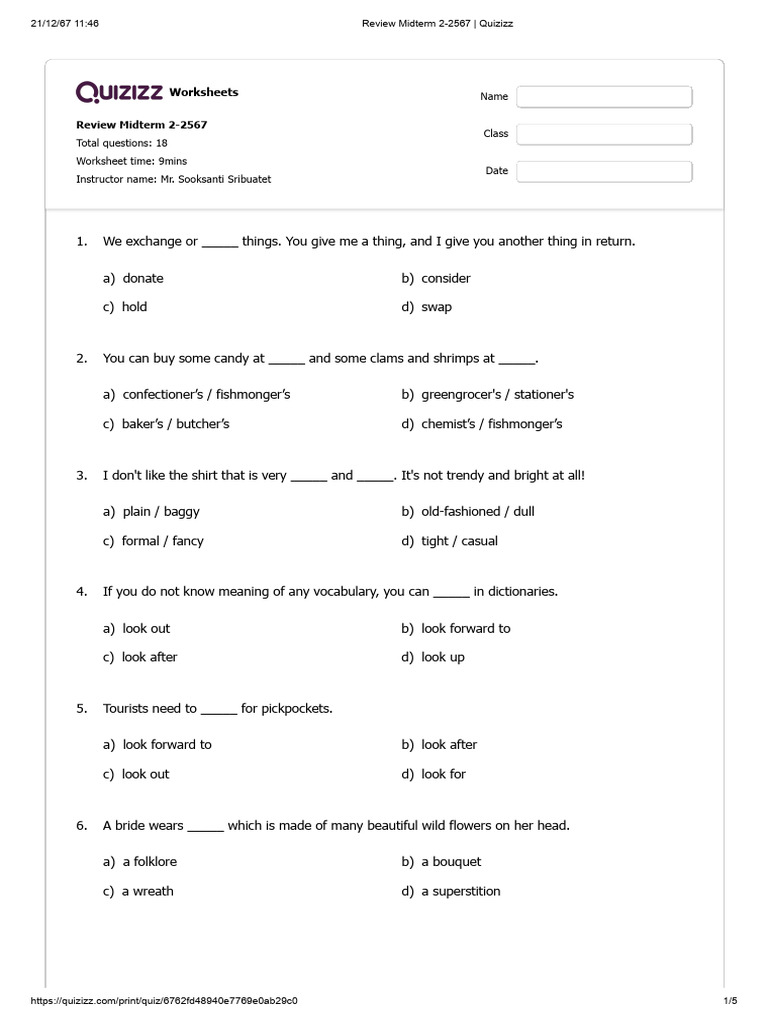 Review Midterm 2-2567 - Quizizz | PDF