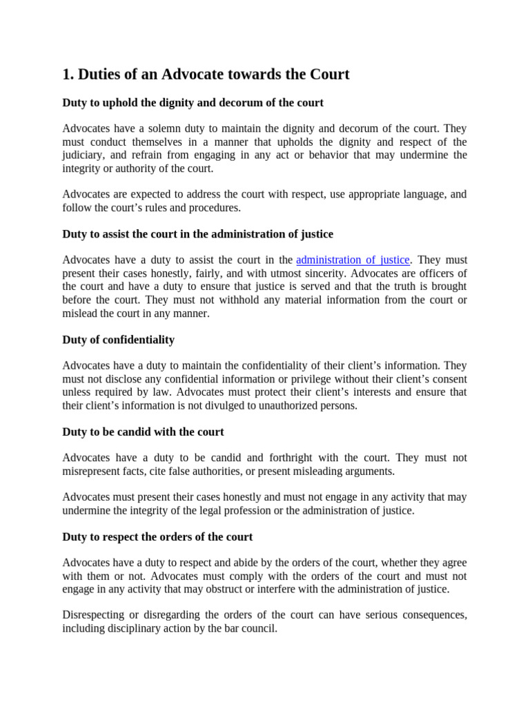 duties of an advocate | PDF | Advocate | Conflict Of Interest