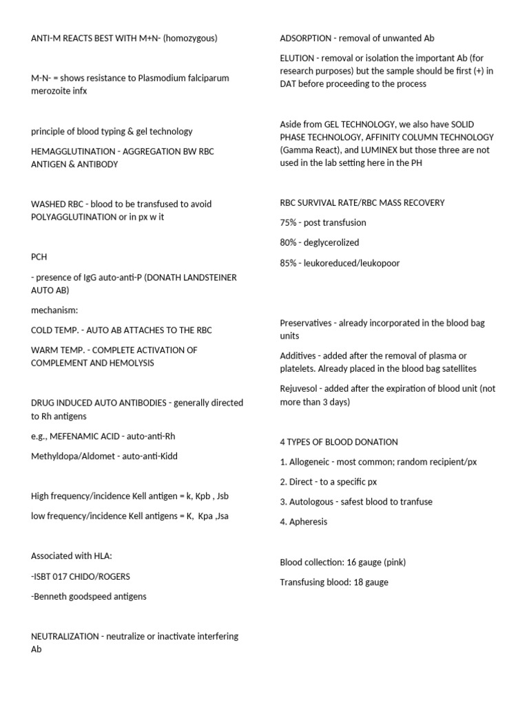 bb extra notes | PDF | Blood Transfusion | Body Fluids