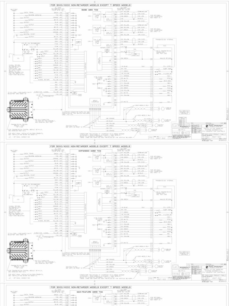 05 - as07 522 Wiring Schematic TCM针脚图 3000 and 4000 6 Speed（电器原理图） | PDF