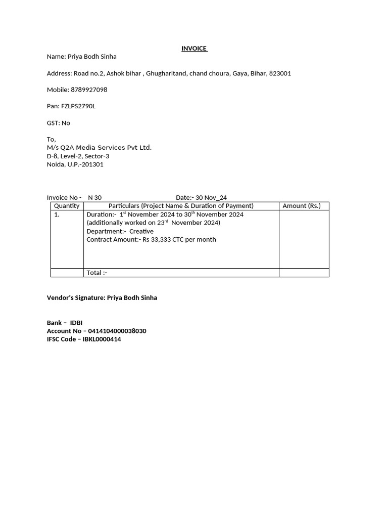 Invoice for Q2A Media Services | PDF