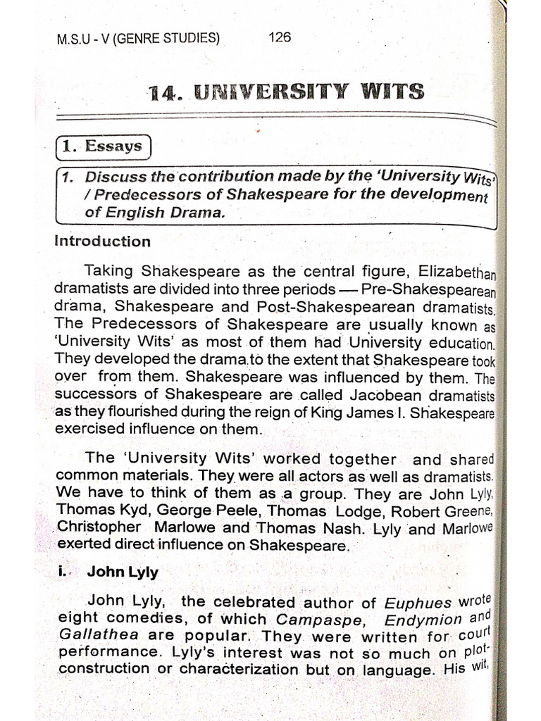 University Wits | PDF