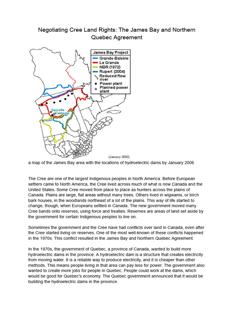 Cree Land Rights and the James Bay Agreement | PDF | Indigenous Peoples ...