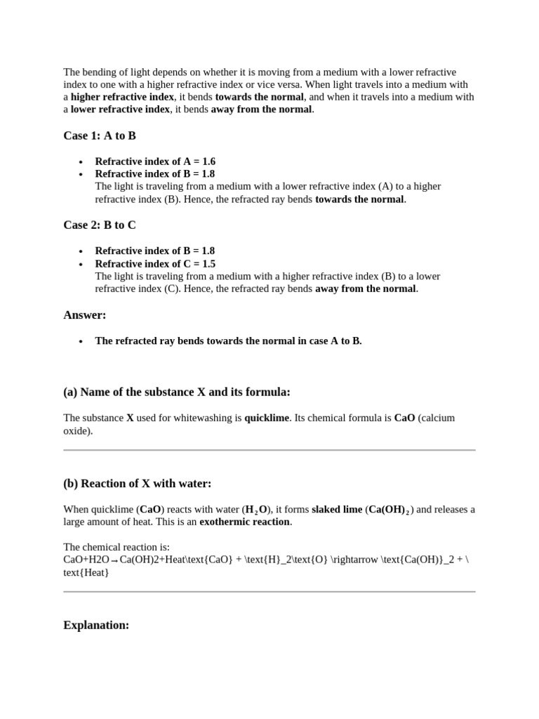 The bending of light depends on whether it is moving from a medium with ...