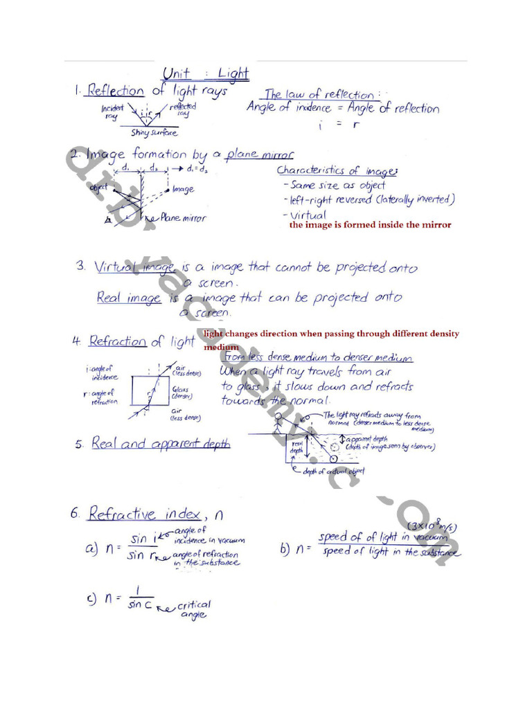 IGCSE Physics Shortnote 24.9.12 Light | PDF IGCSE Physics Shortnote 24.9.12 Light | PDF