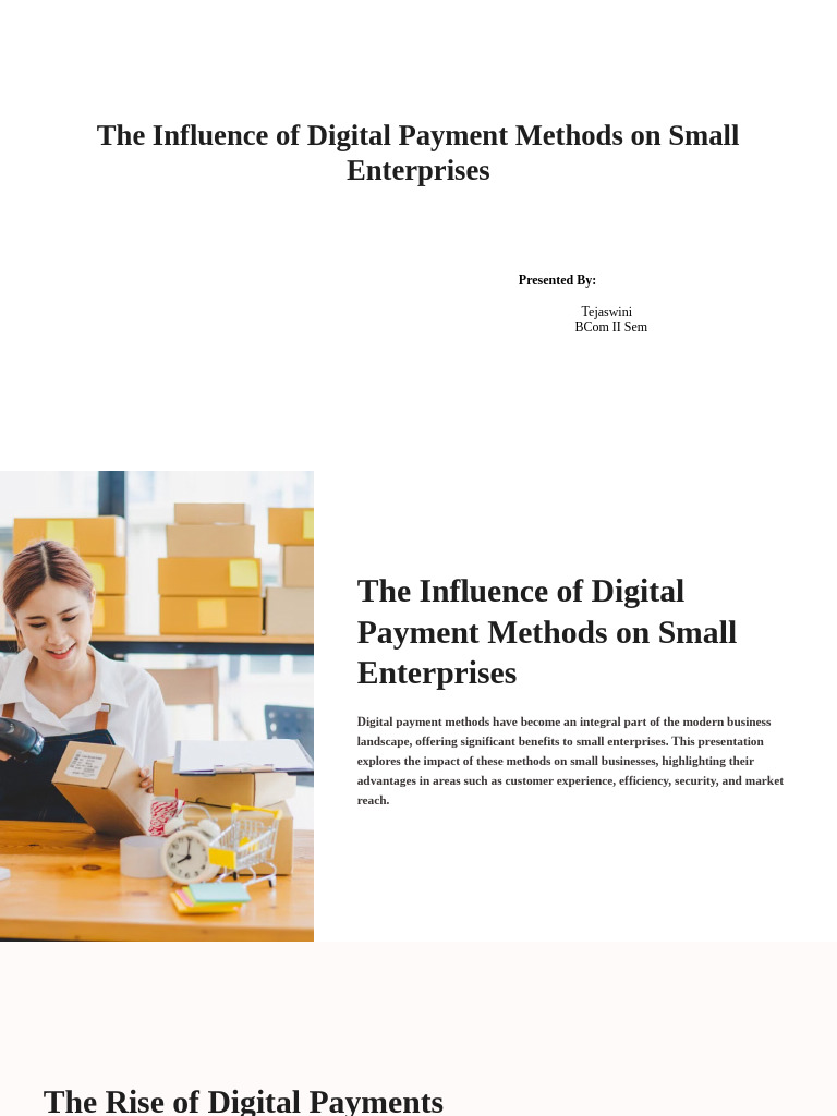 The Influence of Digital Payment Methods On Small Enterprises 1 | PDF ...