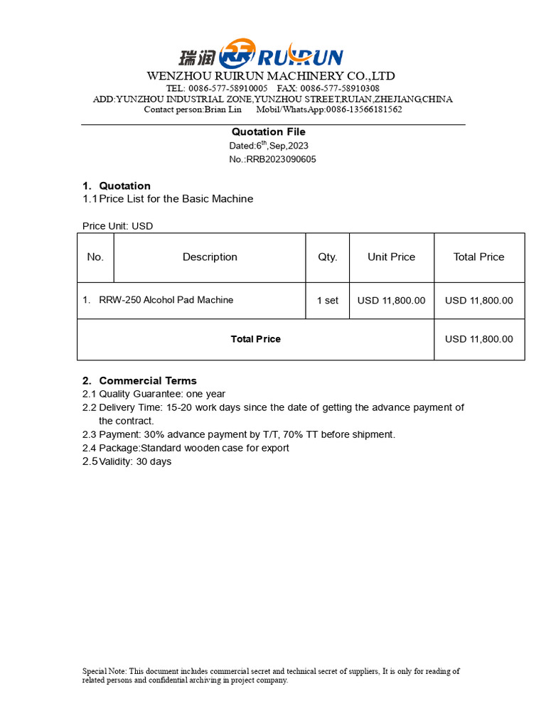 RRW-250 Alcohol Pad Machine | PDF | Lamination | Paper