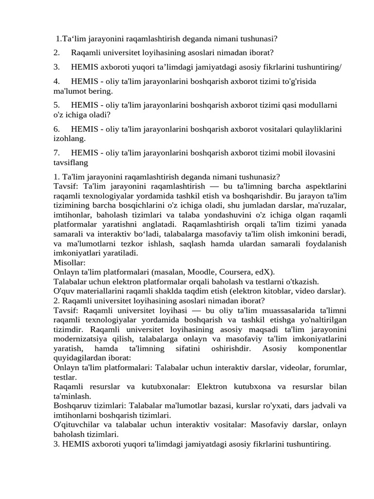 LMS Nazorat 15 Mavzu | PDF