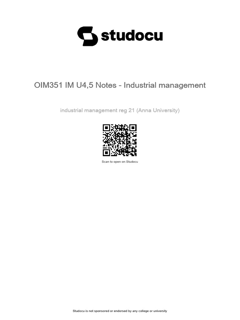 Oim351 Im U45 Notes Industrial Management | PDF | Leadership | Motivational