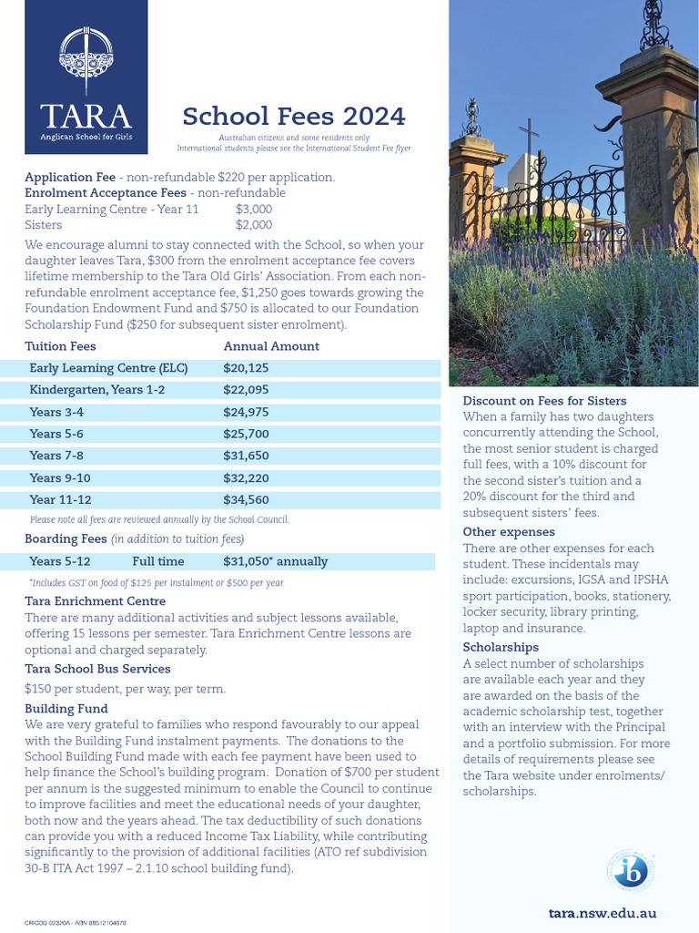 Tara School Fees Structure 2024 | PDF | Fee | Debit Card