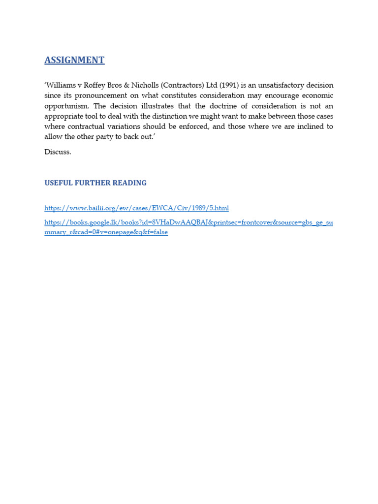 Consideration Assignment | PDF