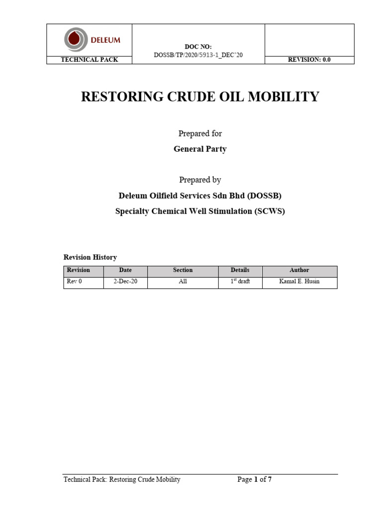 Tech Pack - Restoring Fluid Mobility | PDF | Alkane | Petroleum