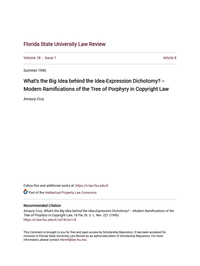 Dea-Expression Dichotomy in Copyright Law | PDF | Substantial ...