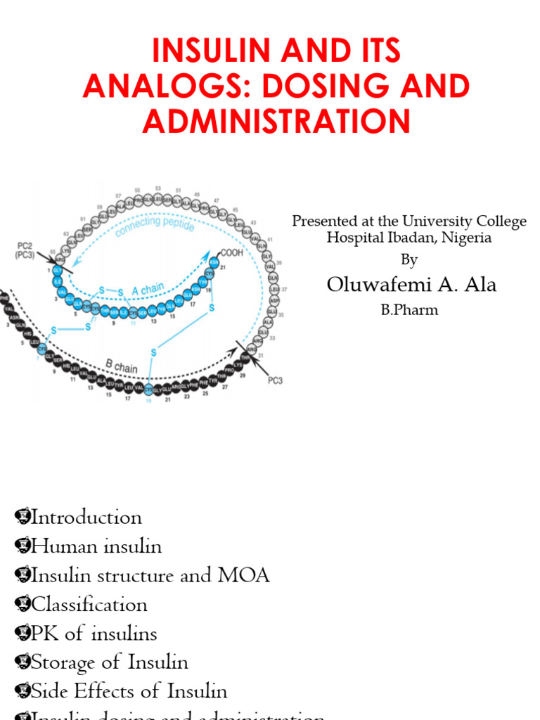 Insulins - Analogues, Structure - Activity Relationship, Administration ...
