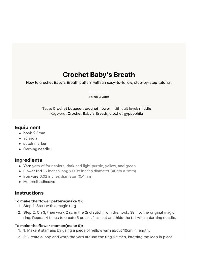 Crochet Baby's Breath Guide | PDF