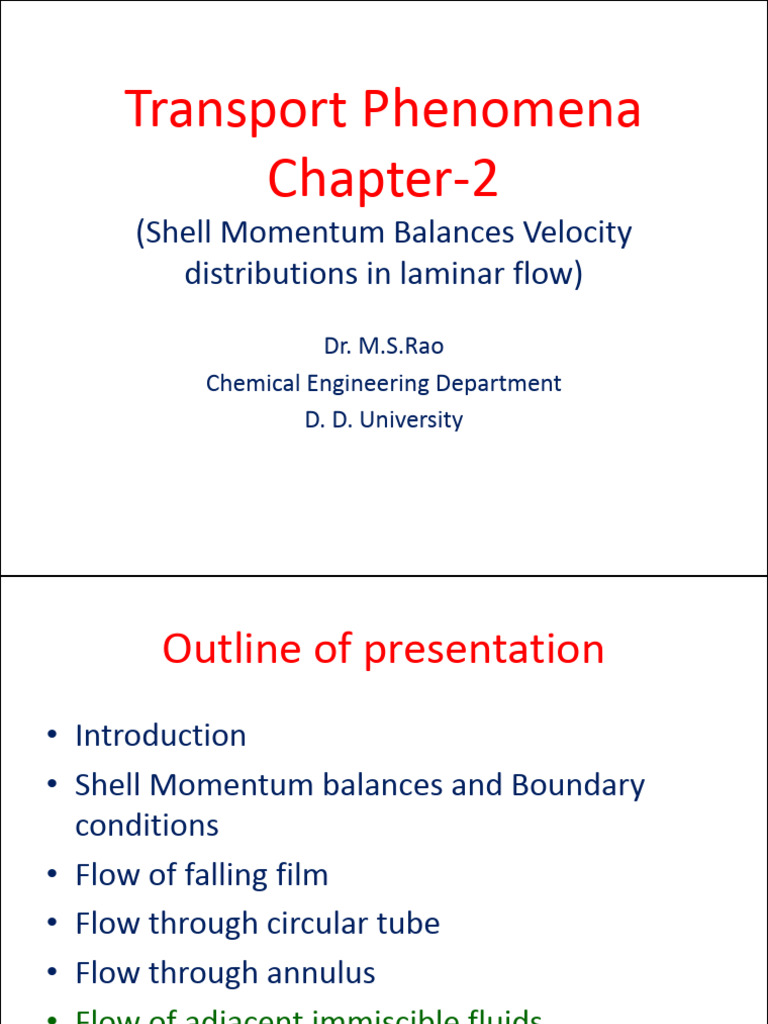 Shell Momentum Balances in Laminar Flow | PDF | Fluid Dynamics | Shear ...