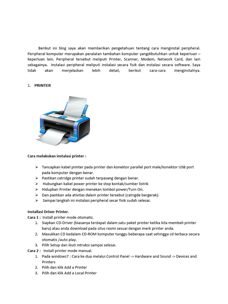 Instalasi Peripheral Komputer | PDF