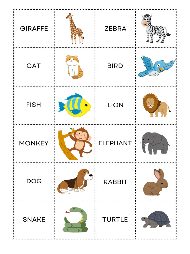 Animals Memory Game Worksheet in Colorful Illustrative Style | PDF