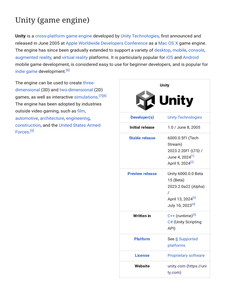 Unity game engine | PDF | Unity (Game Engine) | Computing Unity game engine | PDF | Unity (Game Engine) | Computing