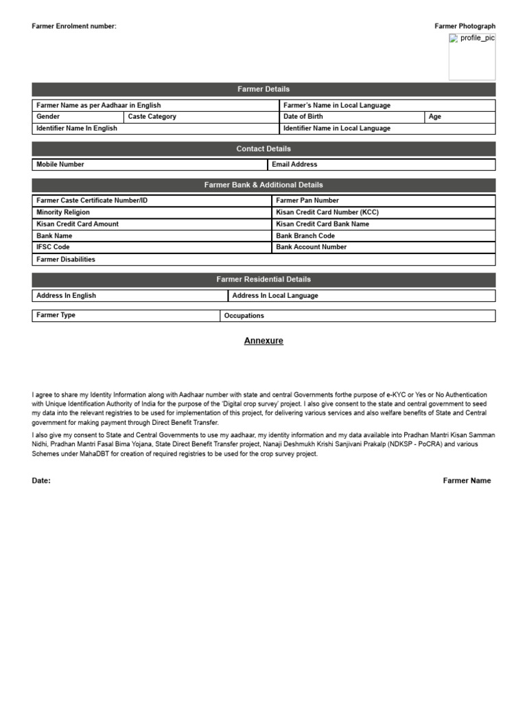 Farmer Registration Enrollment Form | PDF | Access Control | Authentication