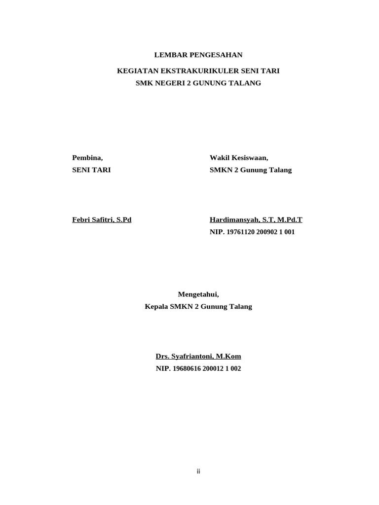 Lampiran Ekskul Tari | PDF