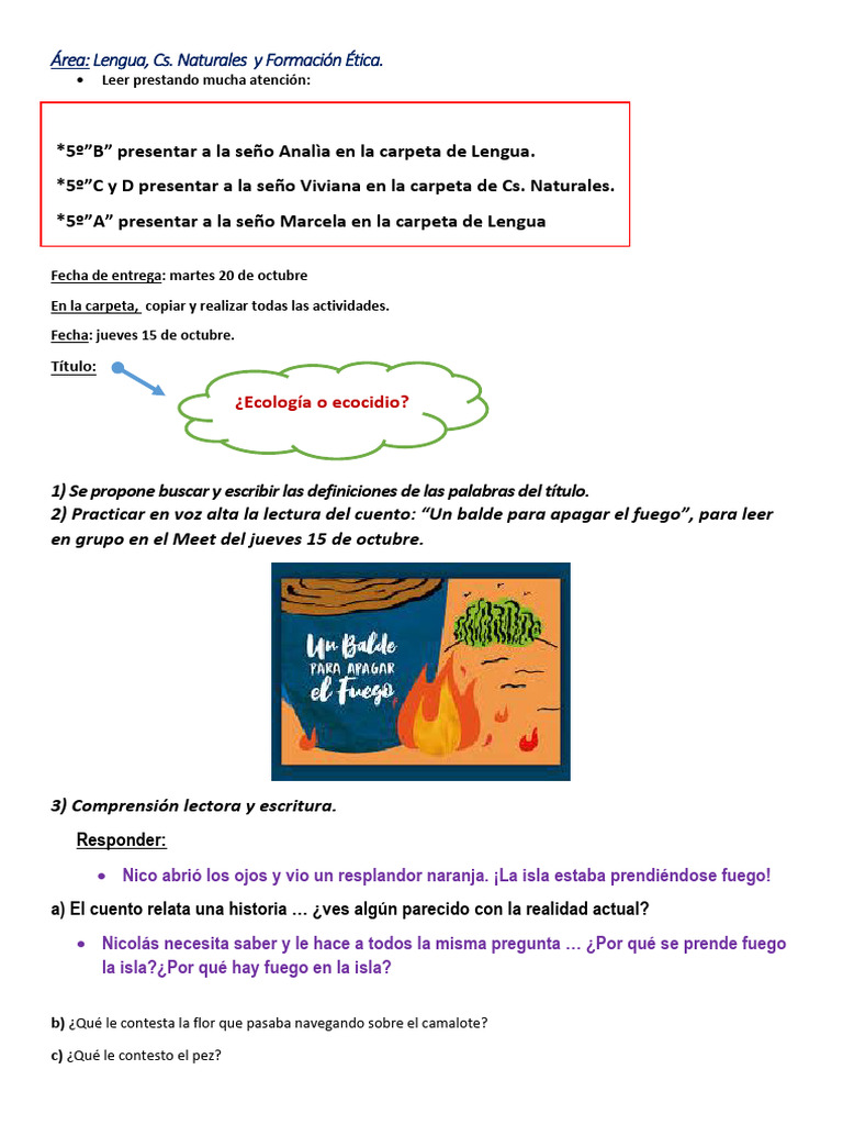 Tarea cuento 15 de octubre PDF | PDF