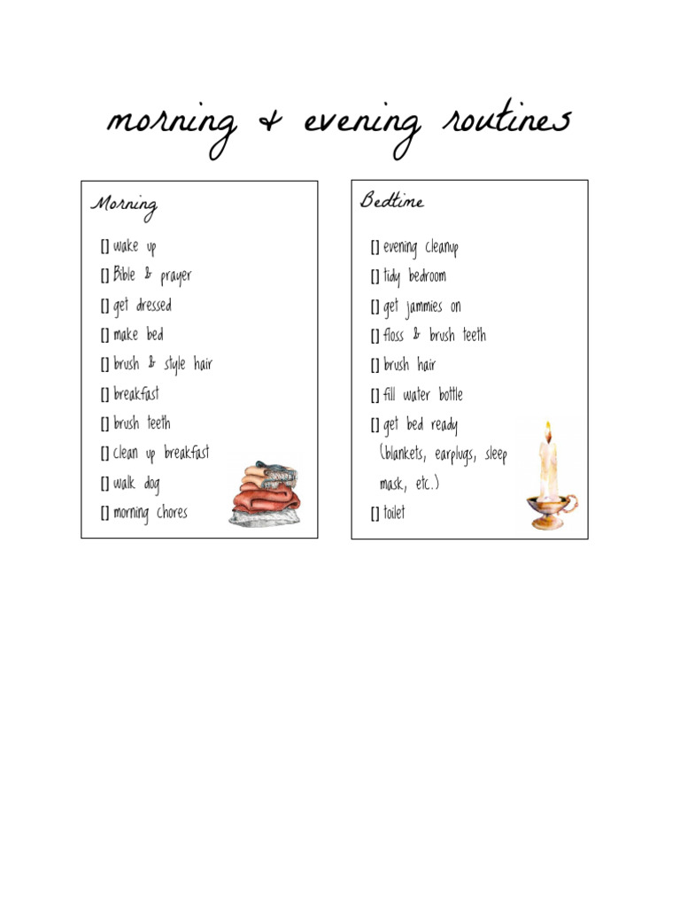 Children's Morning and Evening Routines | PDF