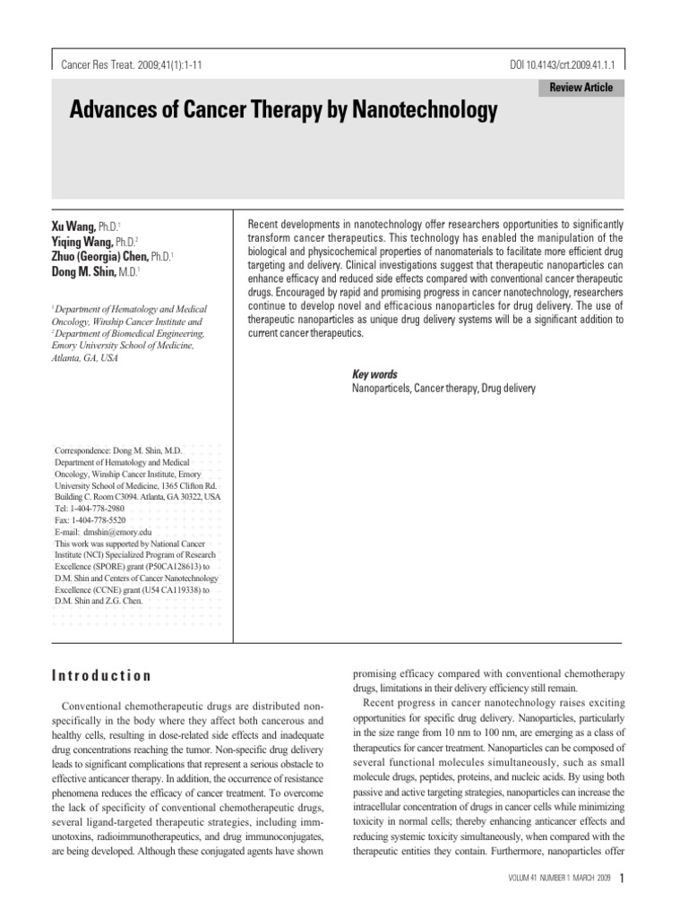 Advances of Cancer Therapy by Nanotechnology | PDF | Phases Of Clinical ...