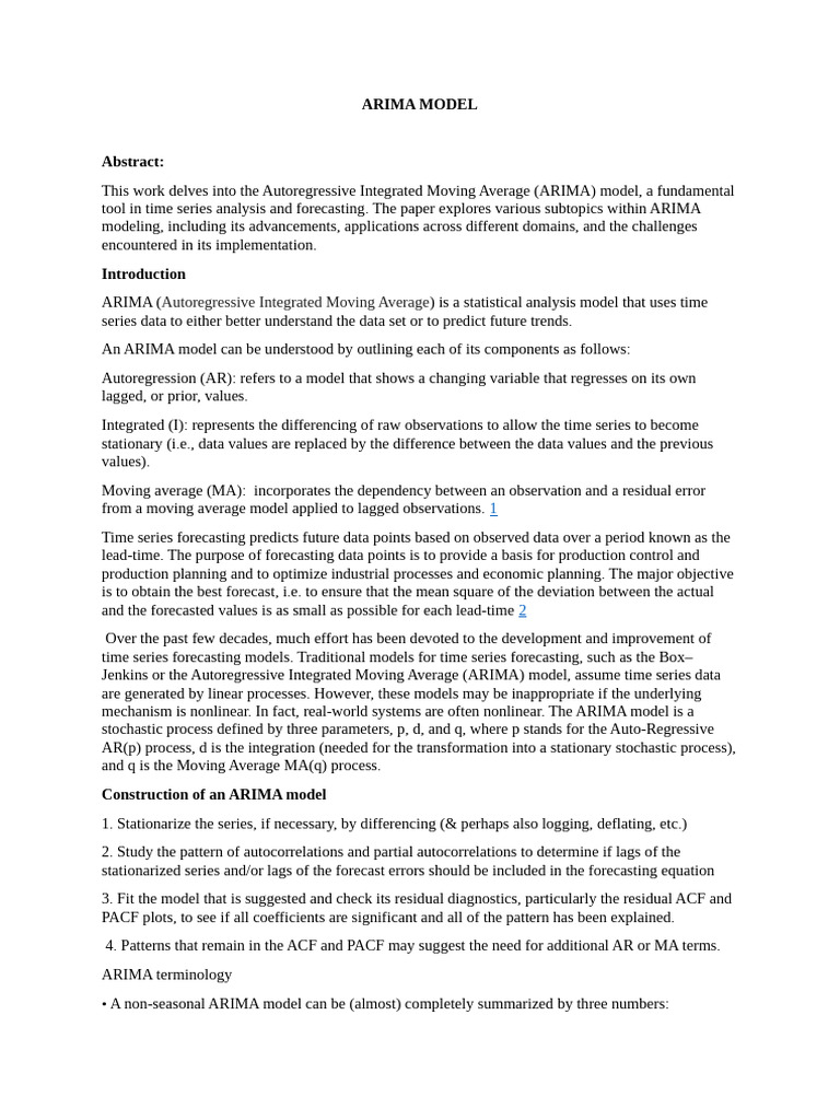 ARIMA | PDF | Autoregressive Integrated Moving Average | Time Series