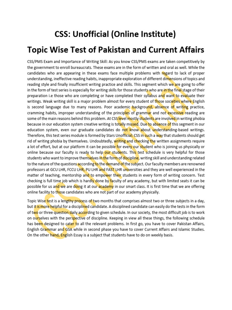 CSS/PMS Writing Skills Test Series | PDF | Pakistan | Abrahamic Religions