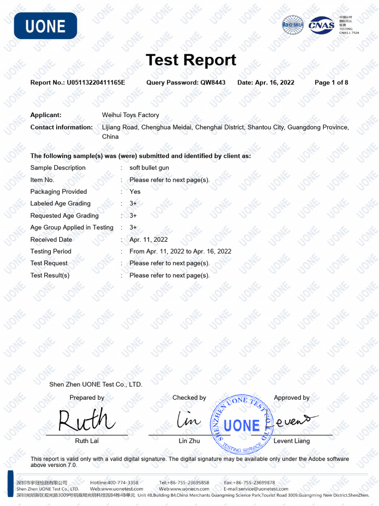 伟辉玩具 -EN71证书 | PDF | Mass Spectrometry | Chemical Elements