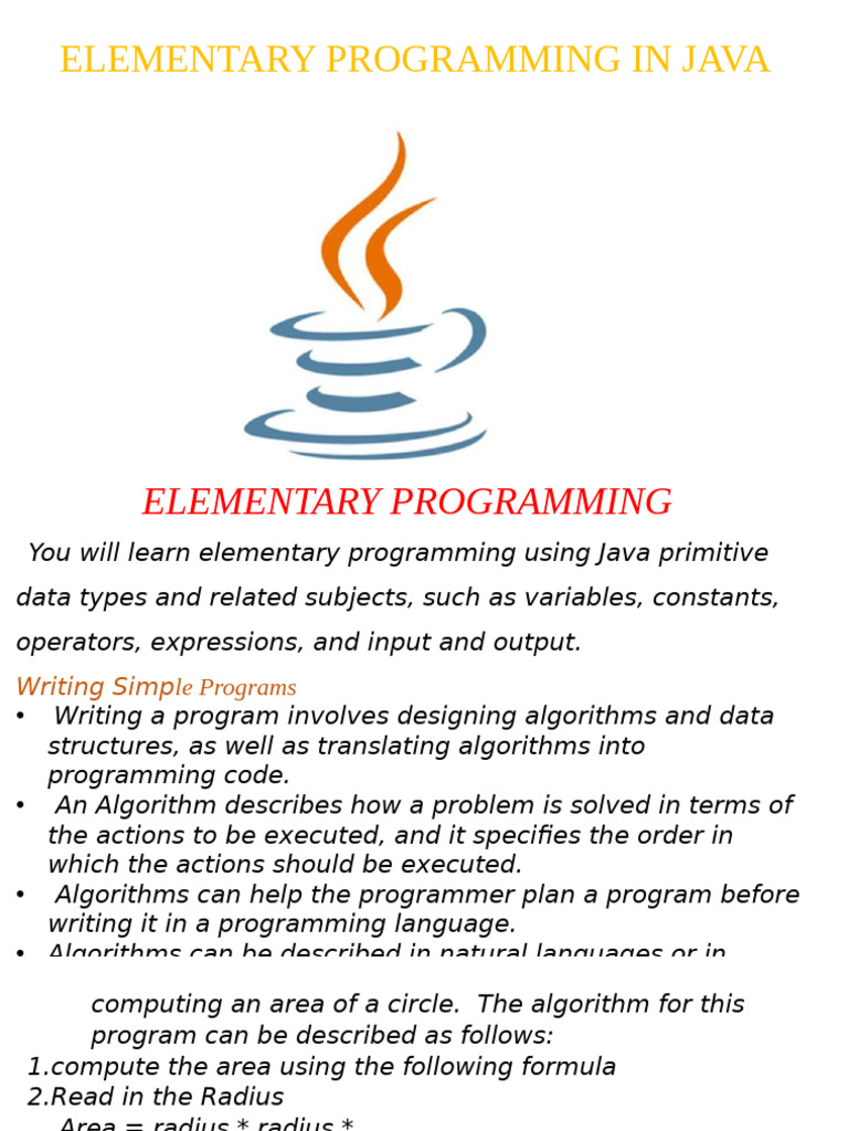 Elementary Programming Ppt Pdf Data Type Variable Computer Science