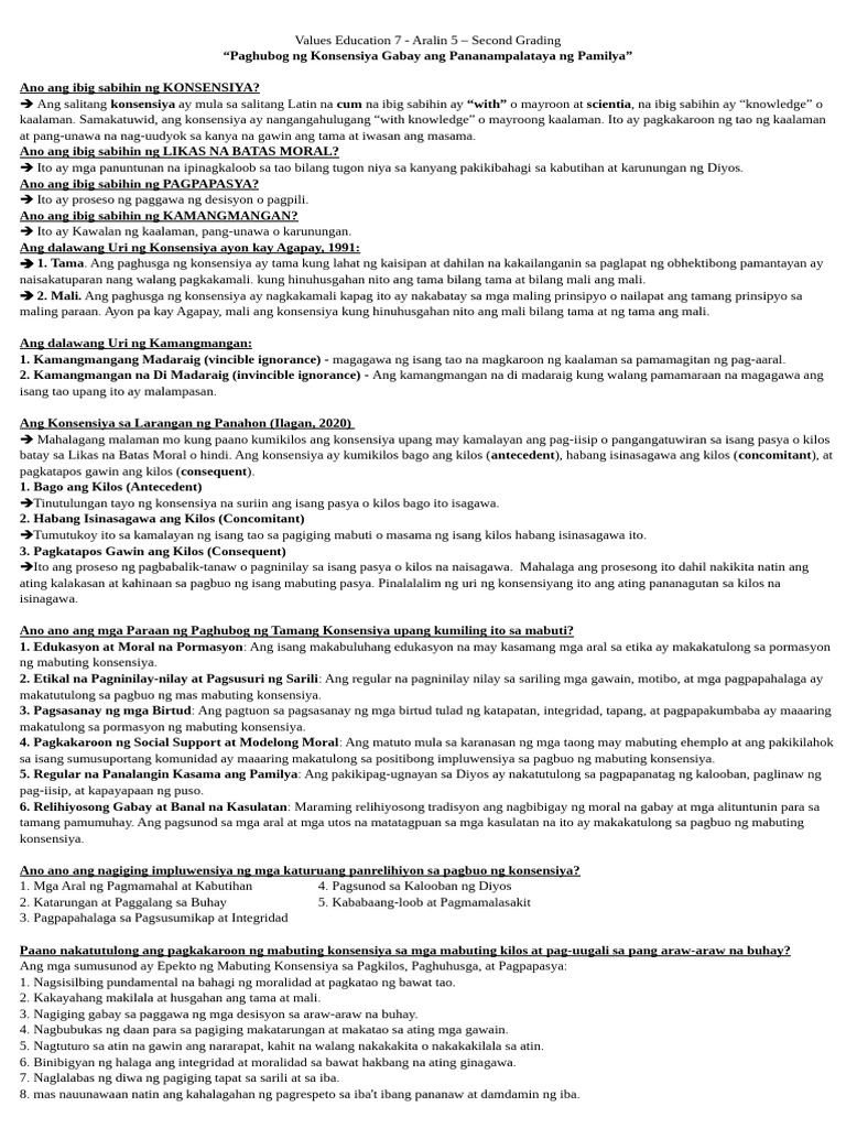 Aralin 5 and 6 Handout 1 | PDF