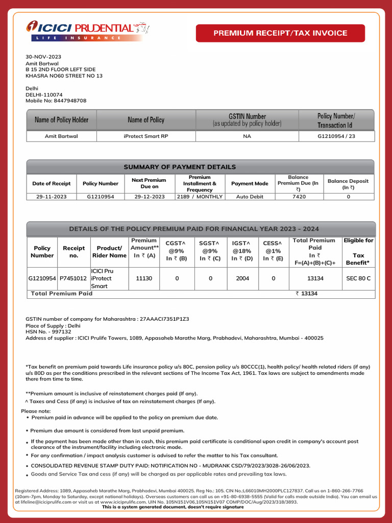 iProtect Smart RP Payment Summary | PDF | Taxes | Government Finances
