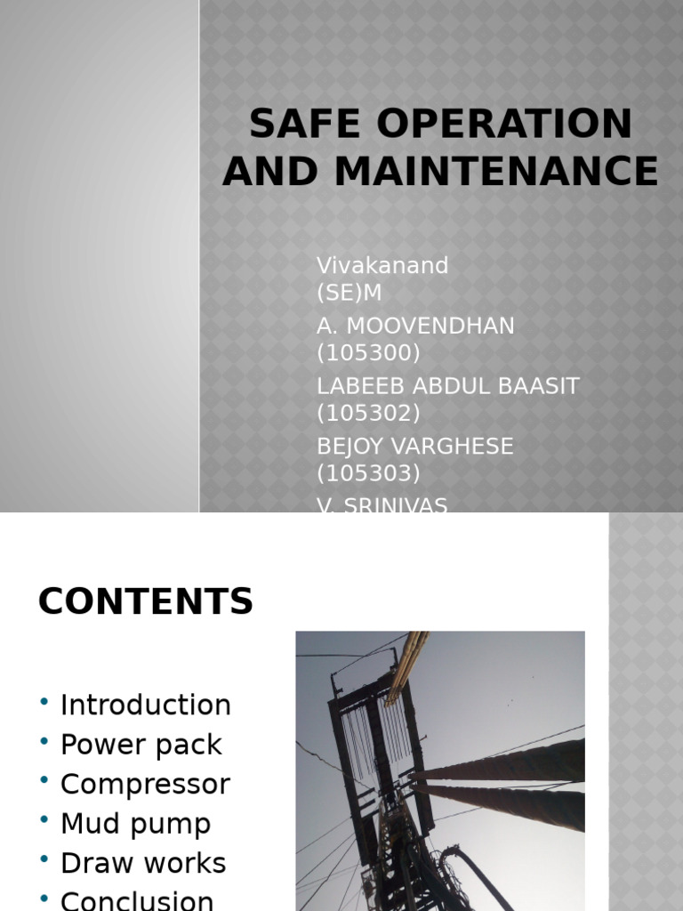 Safe Operation & Maintenance Guidelines | PDF