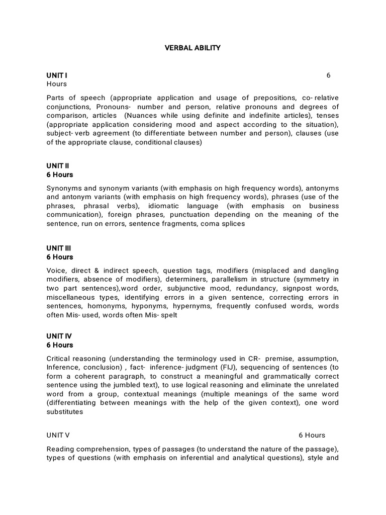 VA Syllabus | PDF | Semiotics | Syntax